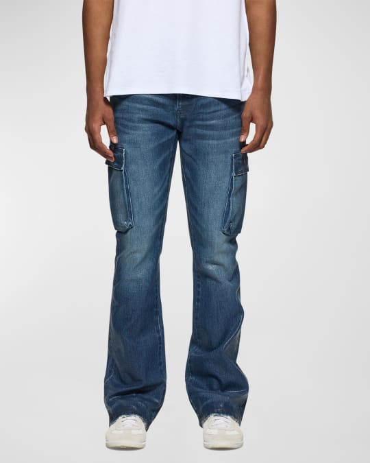 PURPLE Men's Vintage Coated Flare Cargo Pants | Neiman Marcus