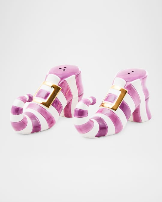 MacKenzie-Childs Witch's Purple Stripe Shoes Salt & Pepper Set | Neiman ...