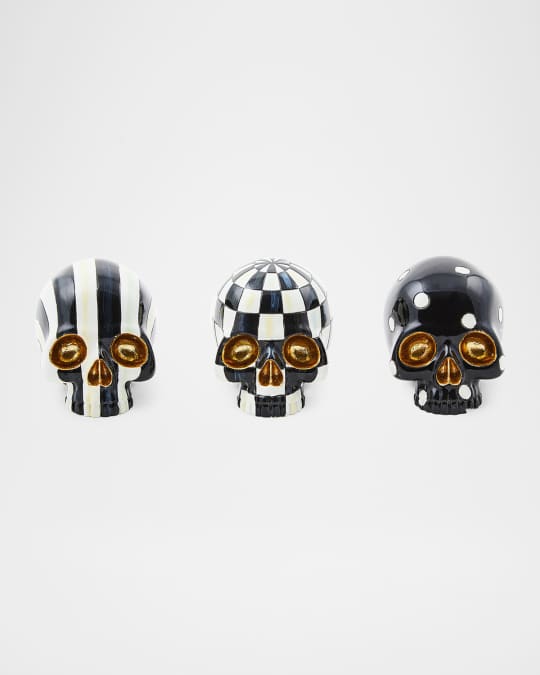 MacKenzie-Childs Courtly Mini Skulls Halloween Decor, Set of 3 | Neiman ...