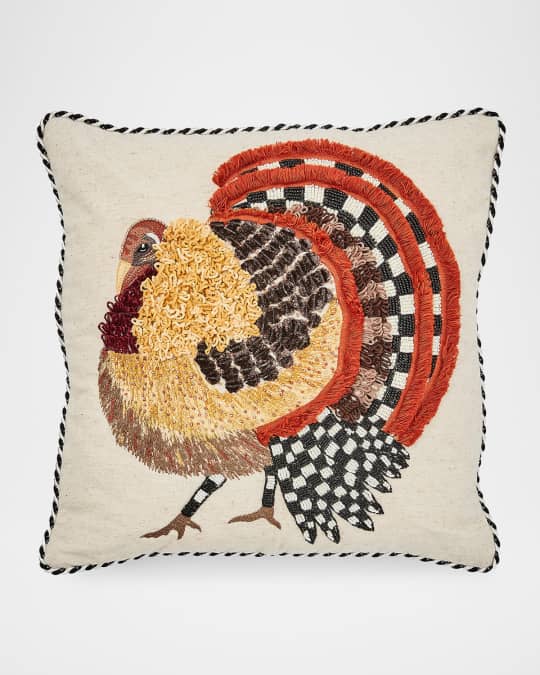 MacKenzie-Childs Turkey Trot Embellished Throw Pillow | Neiman Marcus