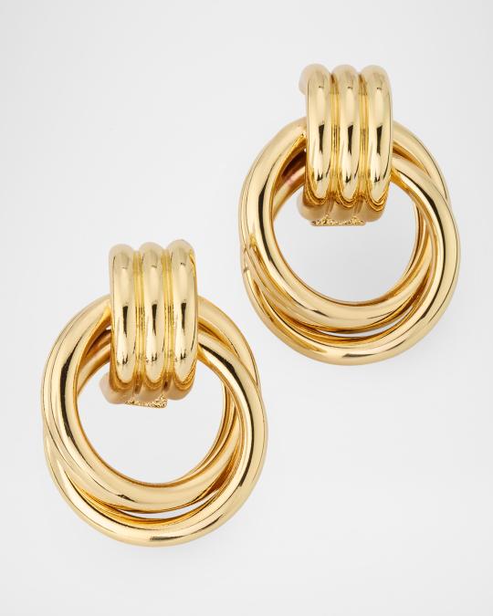 BaubleBar Gold-Plated Interlocking Hoop Earrings | Neiman Marcus