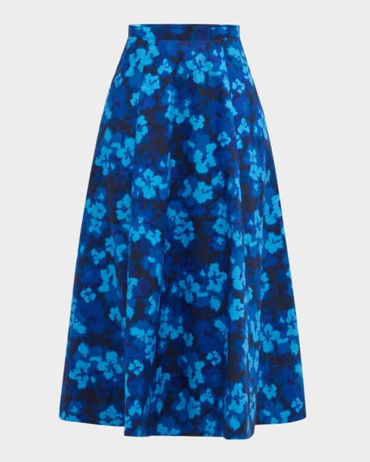 Ulla Johnson Vianne Floral A-Line Midi Skirt | Neiman Marcus