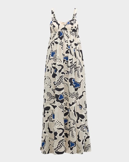 Ulla Johnson Leilani Abstract-Print Applique Sweetheart Gown | Neiman ...
