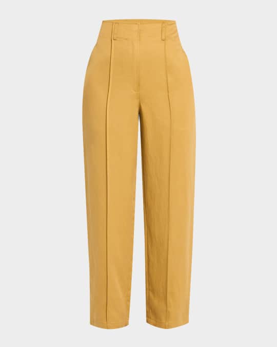 Ulla Johnson Lielle High-Rise Tapered Pintuck Pants | Neiman Marcus