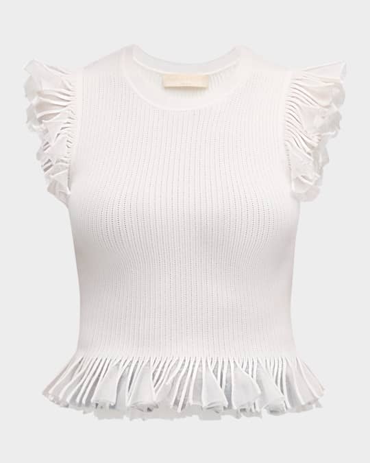 Ulla Johnson Leila Ribbed Ruffle Top | Neiman Marcus