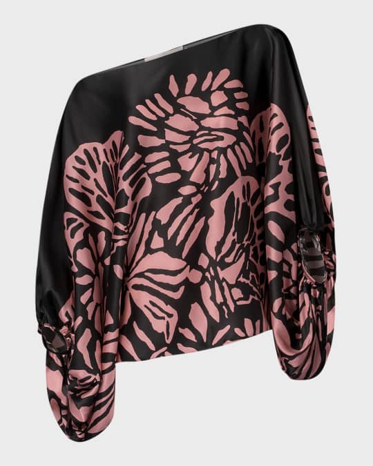 Silvia Tcherassi Bellagio Off-The-Shoulder Silk Blouse | Neiman Marcus