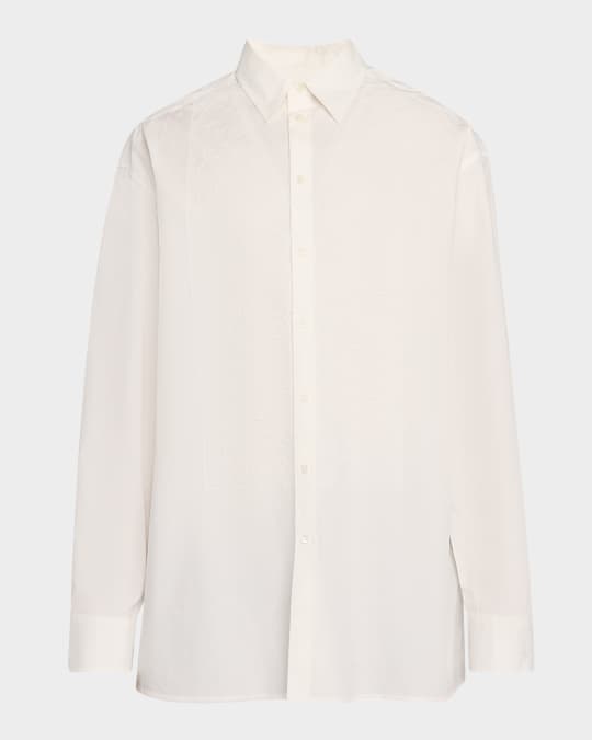 JW Anderson Men's Lace Appliqué Button-Down Shirt | Neiman Marcus