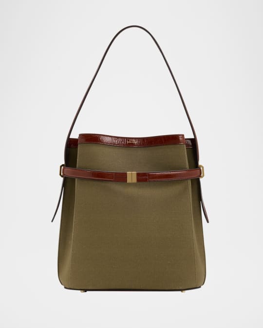 Toteme Belted Bonded Canvas Bucket Bag | Neiman Marcus