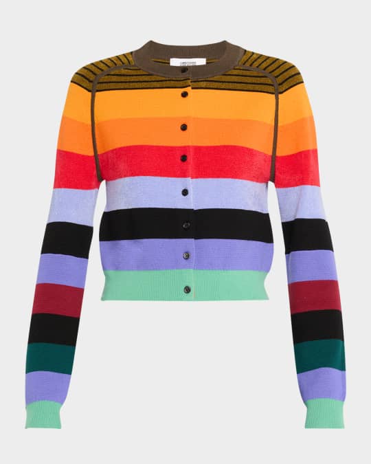 CHRISTOPHER JOHN ROGERS Rainbow Striped Cropped Wool Cardigan | Neiman ...