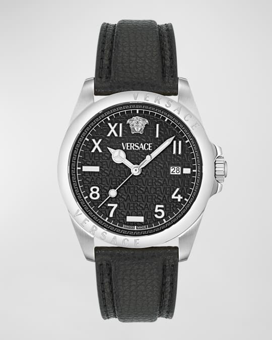 Versace Men's Anteo Stainless Steel Leather-Strap Watch, 41mm | Neiman ...