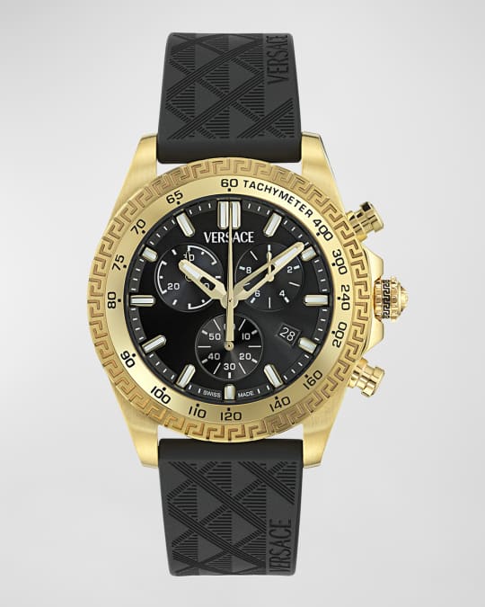 Versace Chrono X IP Yellow Gold PU-Strap Watch, 44mm | Neiman Marcus