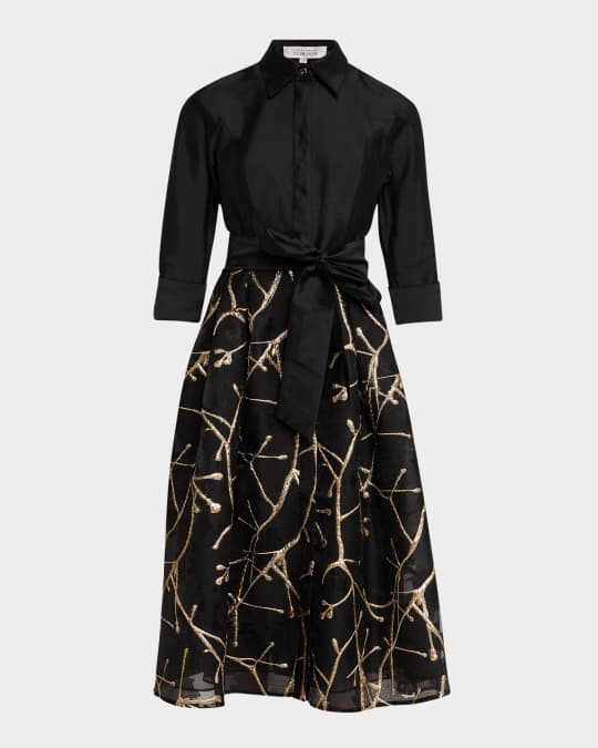 Rickie Freeman for Teri Jon Taffeta and Metallic Jacquard Midi ...