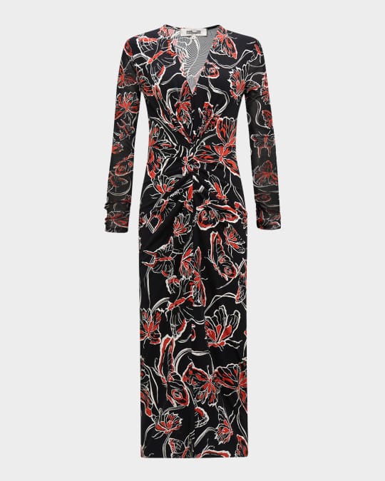 Diane von Furstenberg Hades Butterfly-Print Bodycon Midi Dress | Neiman ...