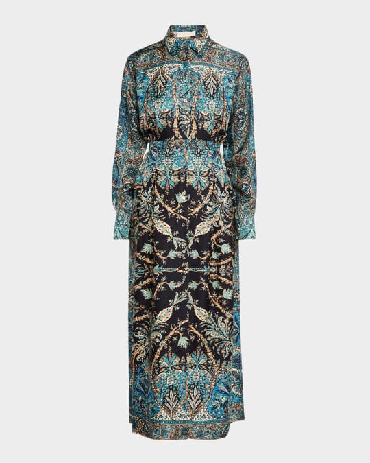 Ulla Johnson Lorena Printed Long-Sleeve Shirtdress | Neiman Marcus