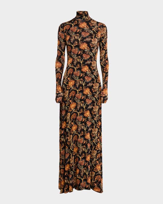 Ulla Johnson Amari Printed Turtleneck Maxi Dress | Neiman Marcus