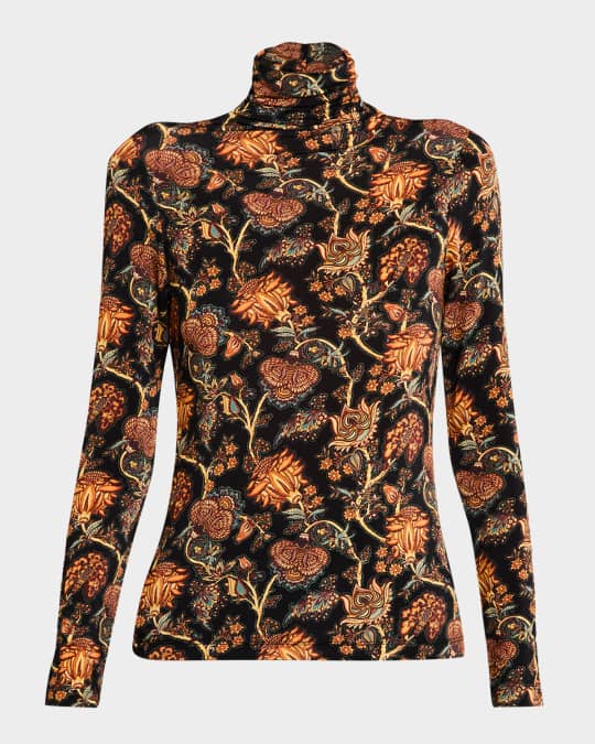 Ulla Johnson Aurelia Floral Turtleneck Top | Neiman Marcus