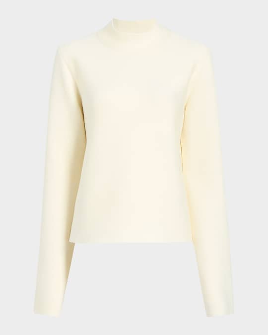 Khaite Calliope Mock Neck Wool-Blend Top | Neiman Marcus