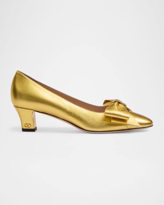 Valentino Garavani Bowow Metallic Leather Pumps | Neiman Marcus