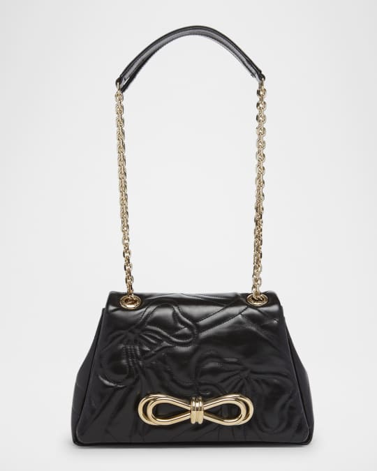 MACH & MACH Ribbow Bow Quilted Leather Shoulder Bag | Neiman Marcus