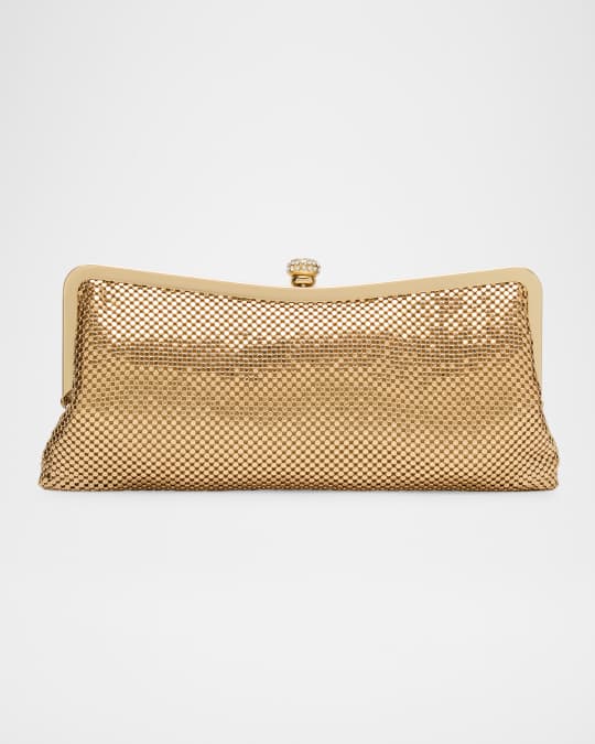 Whiting & Davis Mesh Brass Evening Clutch Bag | Neiman Marcus