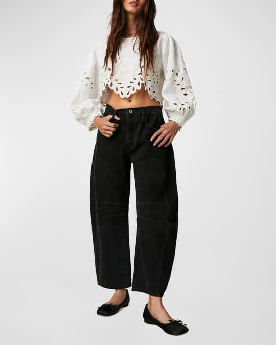 Free People We The Free Good Luck Barrel-Leg Jeans | Neiman Marcus