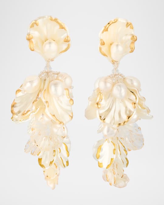 Oscar de la Renta Large Mixed Petal Drop Earrings | Neiman Marcus