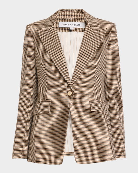 Veronica Beard Livvy Single-Button Houndstooth Dickey Jacket | Neiman ...