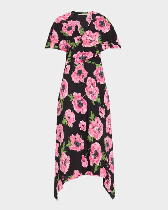 Stella McCartney Floral Print Asymmetric Midi Dress | Neiman Marcus