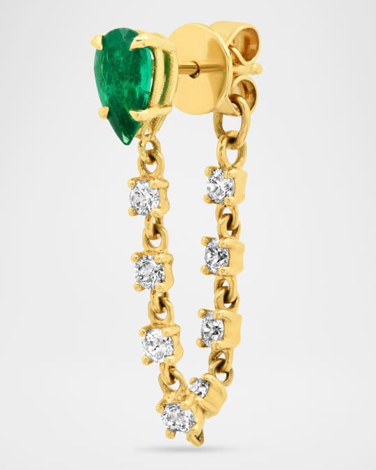 Anita Ko 18K Yellow Gold Diamond and Pear-Cut Emerald Loop Earring ...