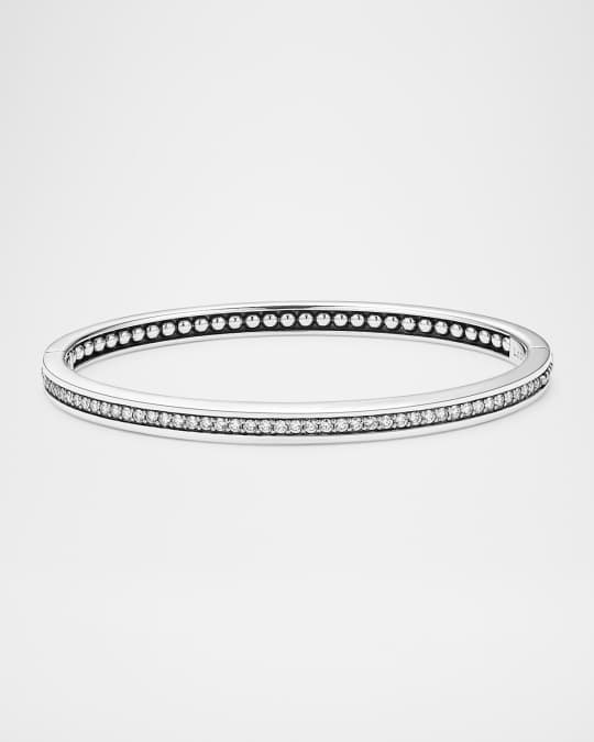 LAGOS Sterling Silver Caviar Spark Linear Diamond Hinged Bangle Bracelet | Neiman Marcus