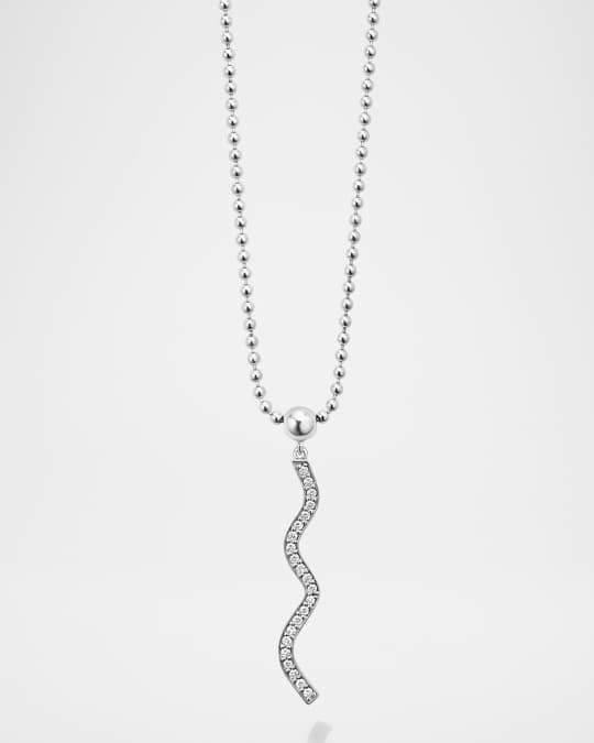 LAGOS Sterling Silver Caviar Spark Diamond Wave Pendant Necklace, 52mm ...