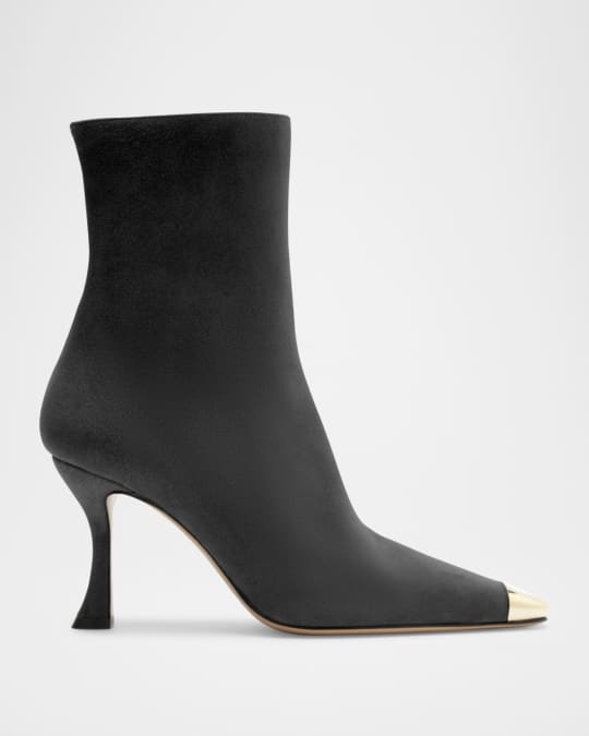 Alexandre Birman Olivia Suede Cap-Toe Booties | Neiman Marcus