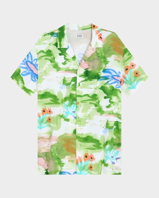 Scotch & Soda Men's Allover-Print Camp Shirt | Neiman Marcus