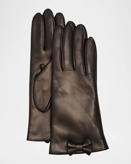 Portolano Shearling Cashmere Gloves W/ Bow | Neiman Marcus