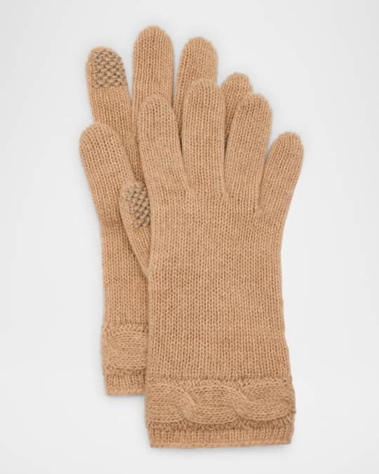Portolano Cashmere Blend Gloves W/ Cable Knit Detail | Neiman Marcus