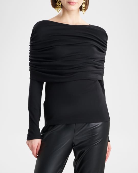 Natori Ruched Off-Shoulder Jersey Top | Neiman Marcus