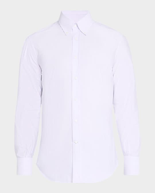 Brunello Cucinelli Men's Cotton Micro-Stripe Sport Shirt | Neiman Marcus
