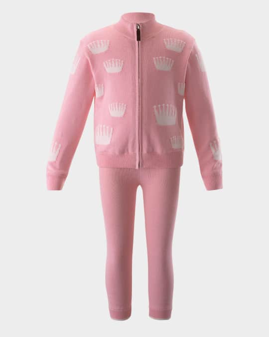 Rachel Riley Girl's Crown Intarsia Two-Piece Set, Size 2-10 | Neiman Marcus