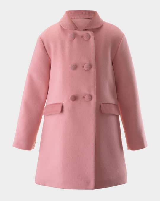 Rachel Riley Girl's Velvet Trim Double Breasted Coat, Size 2-10 ...