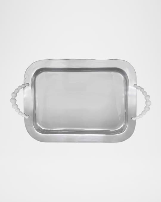 Mariposa Pearled Rectangular Handled Service Tray | Neiman Marcus