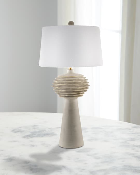 Surya Terra Strata 30" Painted Table Lamp with Linen Shade | Neiman Marcus