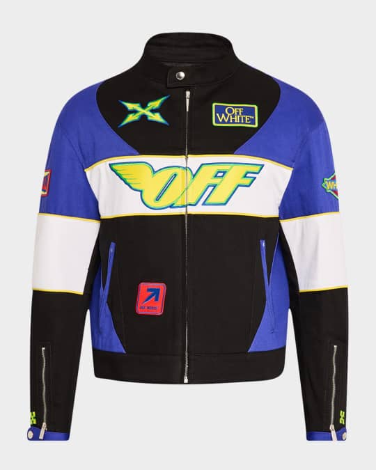 Off-White Men's Multi-Patch Colorblock Racing Jacket | Neiman Marcus