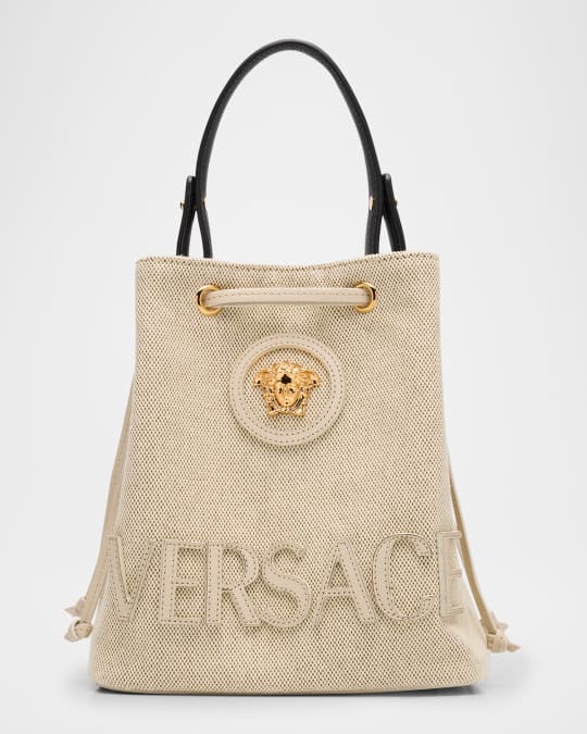 Versace La Medusa Canvas Bucket Bag | Neiman Marcus