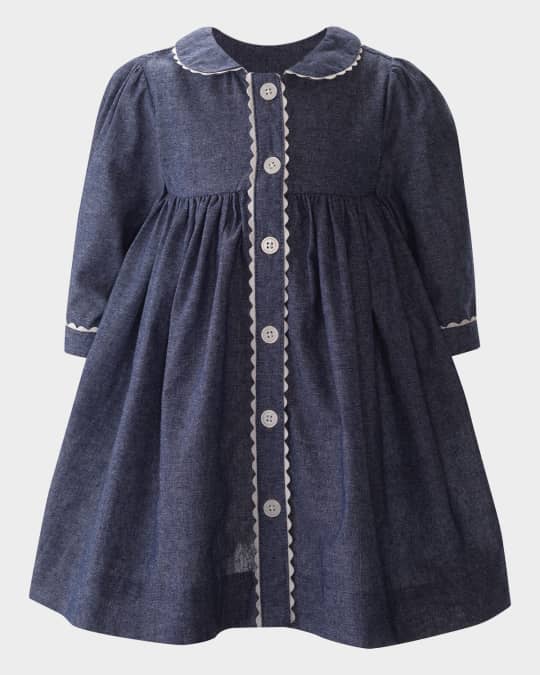 Rachel Riley Girl's Chambray Long Sleeve Button-Front Dress & Bloomers ...
