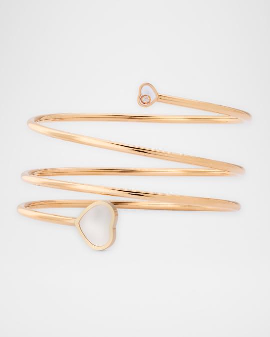 Chopard Happy Hearts 18K Rose Gold Mother-Of-Pearl & Diamond Bracelet ...