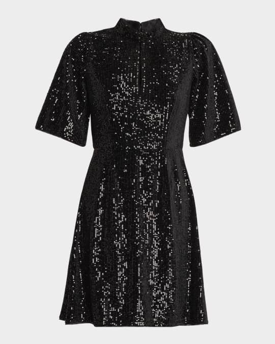 Johnny Was Eve Cutout Mock-Neck Sequin Mini Dress | Neiman Marcus