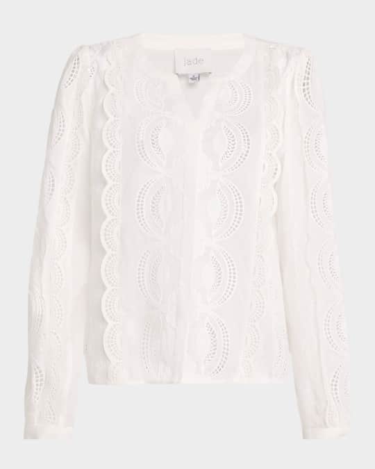 Johnny Was Makaylin Embroidered Cotton Blouse | Neiman Marcus