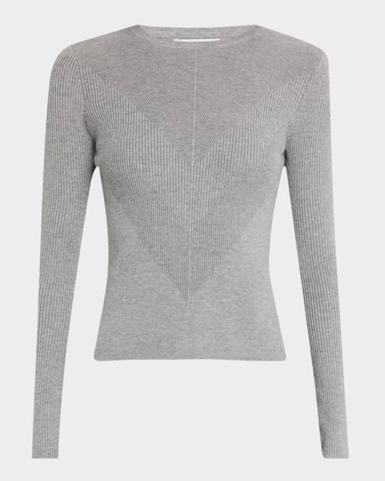 ARGENT Chevron Ribbed Stretch Wool Sweater | Neiman Marcus