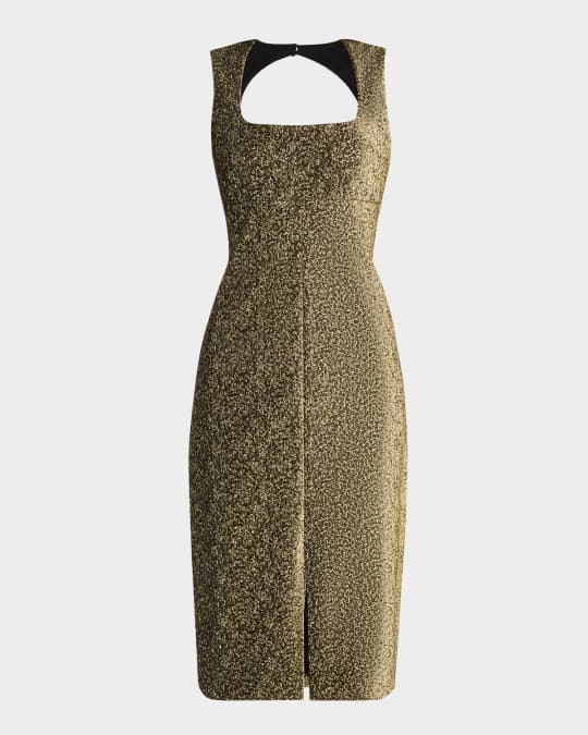 Aidan Mattox Metallic Jacquard Bodycon Midi Dress | Neiman Marcus
