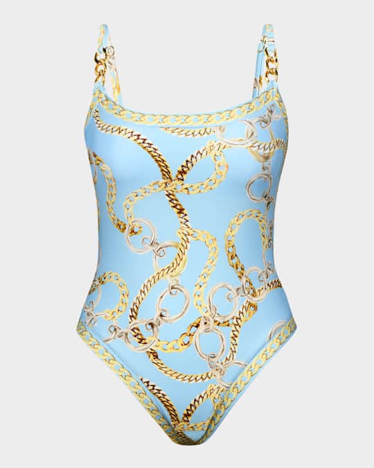 L'Agence Remi Oversized Chain One-Piece Swimsuit | Neiman Marcus